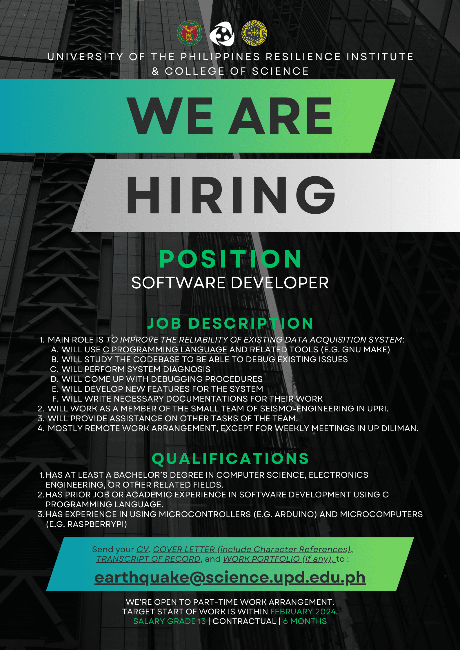 Job Opportunities – UP Resilience Institute